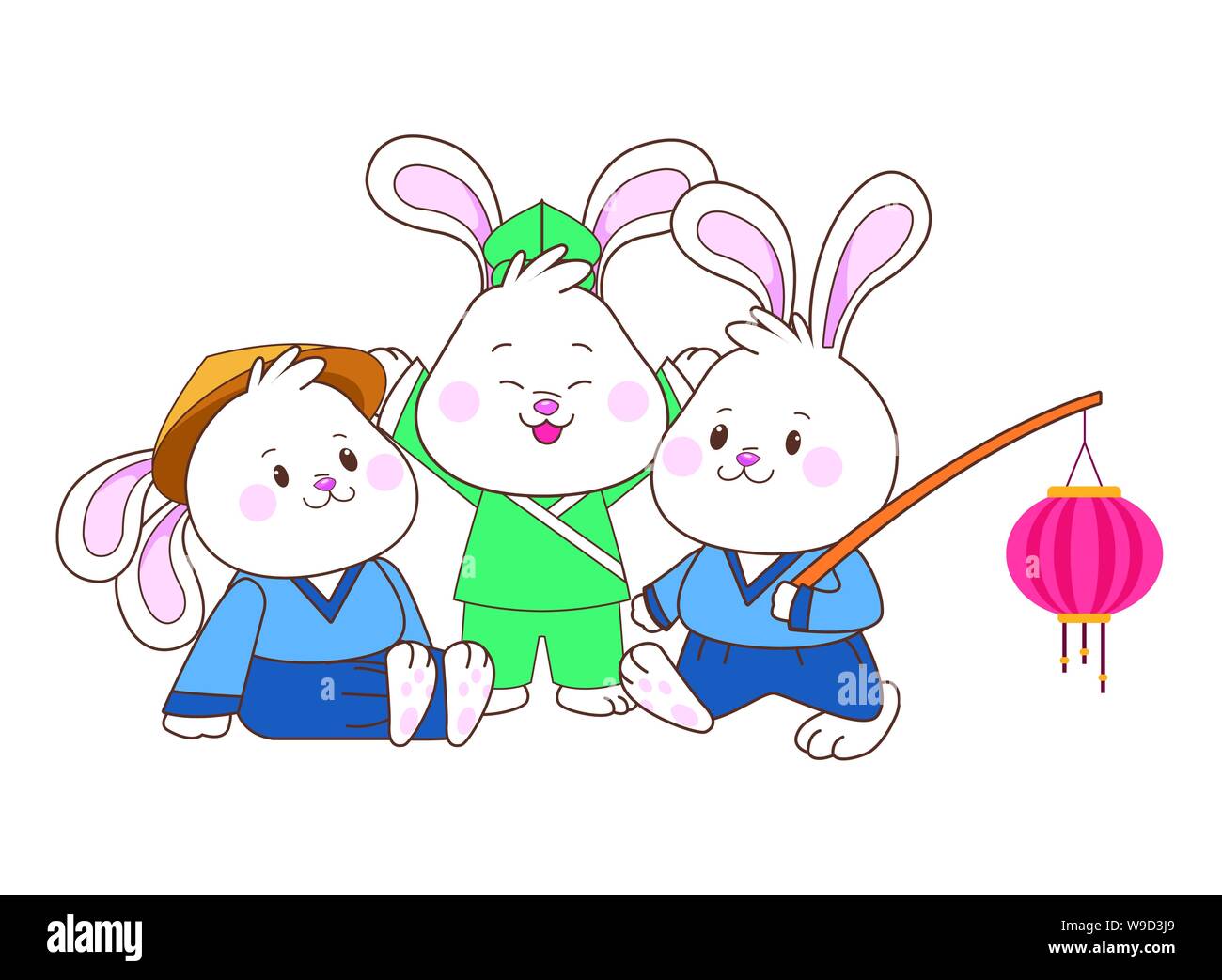 Rabbits celebrating mid autumn festival cartoons Stock Vector Image ...