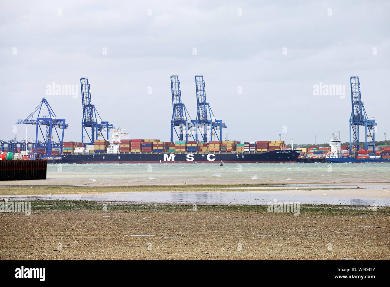 Container ship MCS Narissa docked at the Port of Felixstowe, Suffolk ...