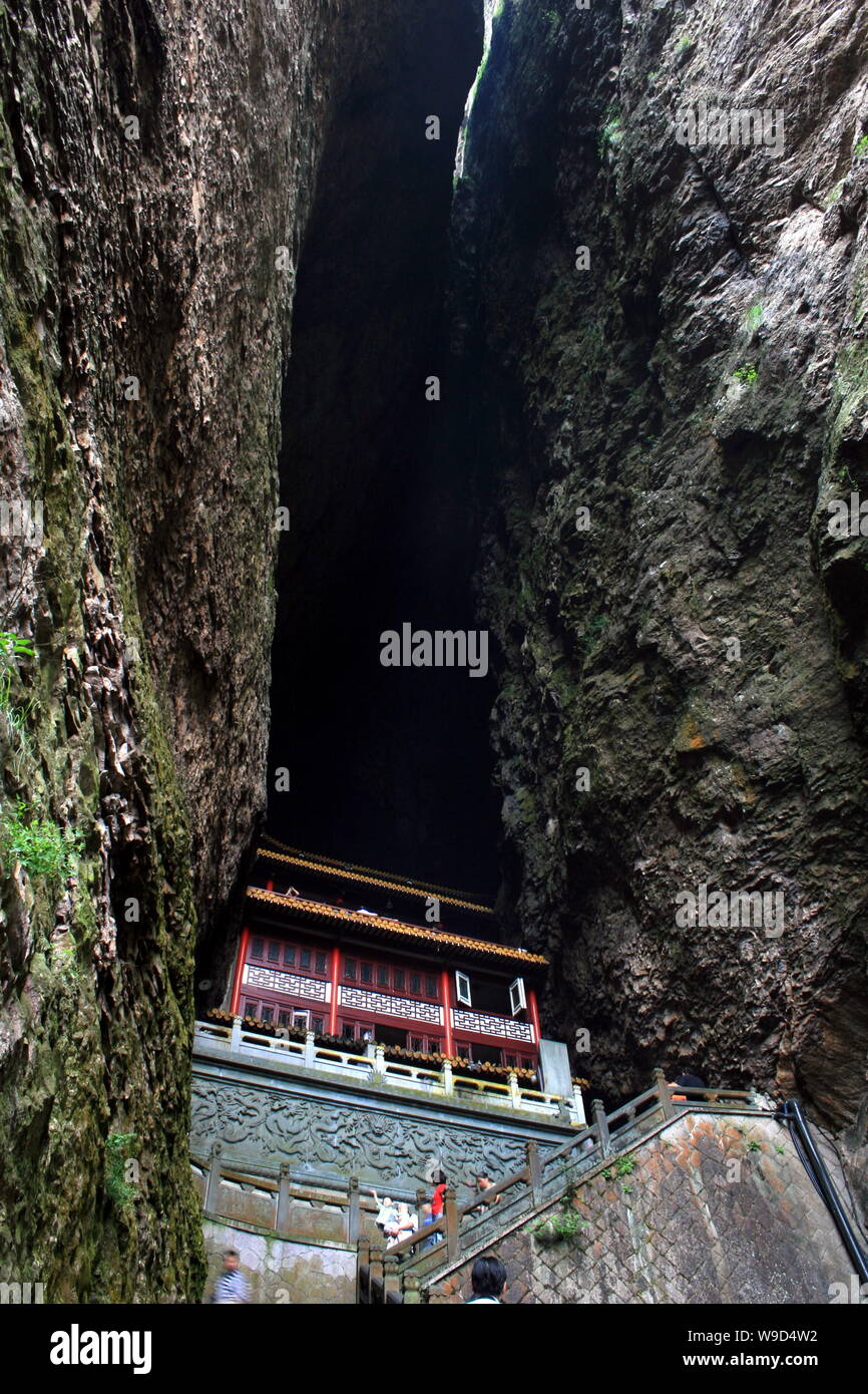 A temple is seen on a mountain in the Yandang Mountain senic spot in ...