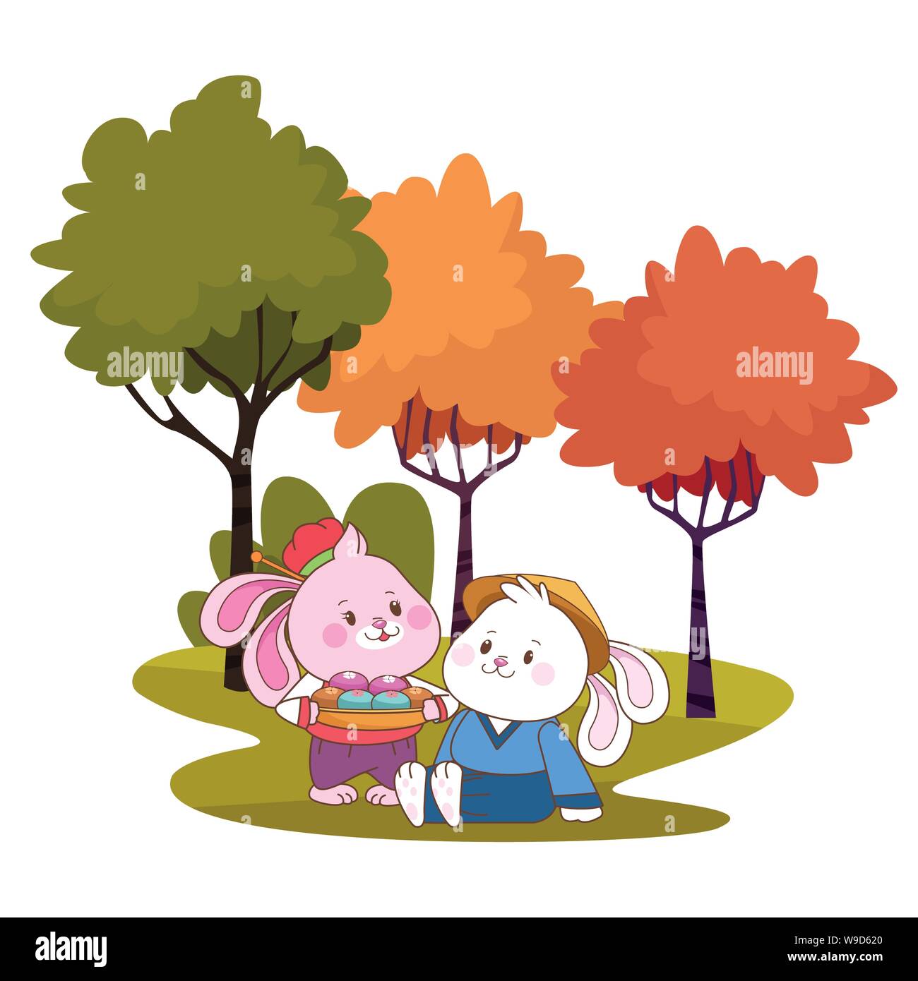 Rabbits in mid autumn festival cartoons Stock Vector Image & Art - Alamy