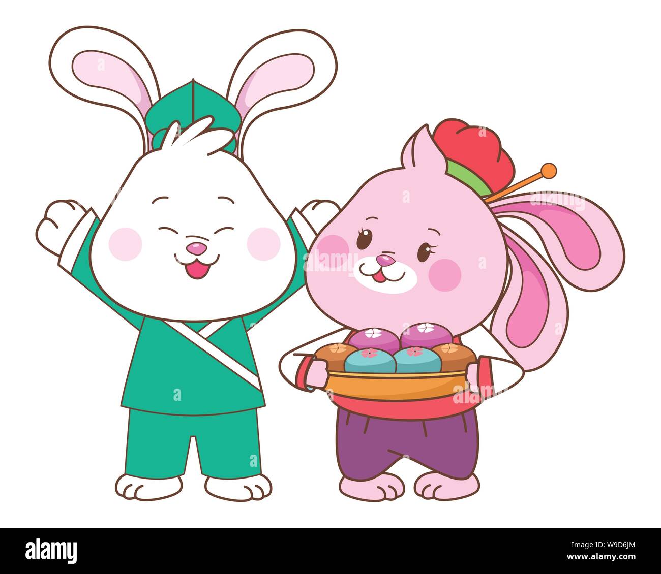 Rabbits in mid autumn festival cartoons Stock Vector Image & Art - Alamy