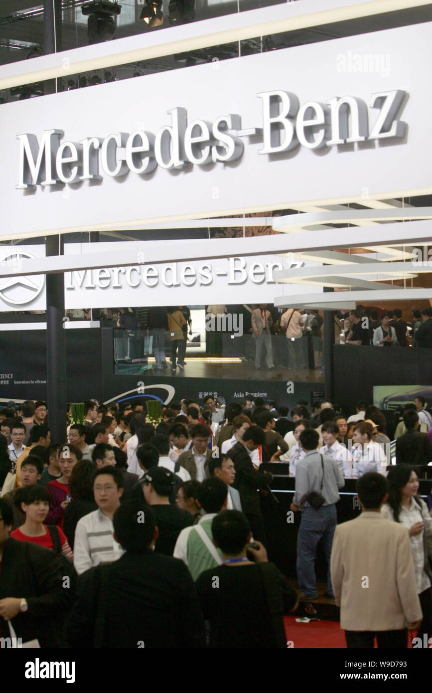 --FILE--Crowds of visitors are seen at the stand of Mercedes-Benz at ...