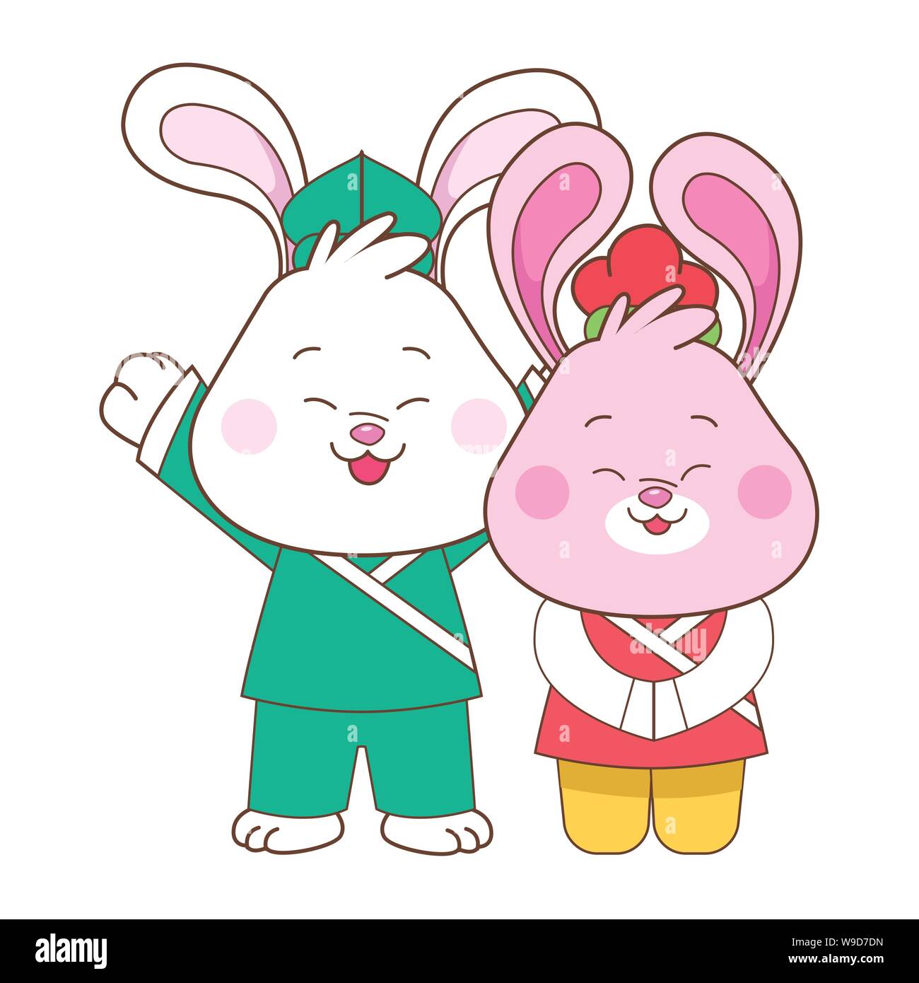Rabbits in mid autumn festival cartoons Stock Vector Image & Art - Alamy