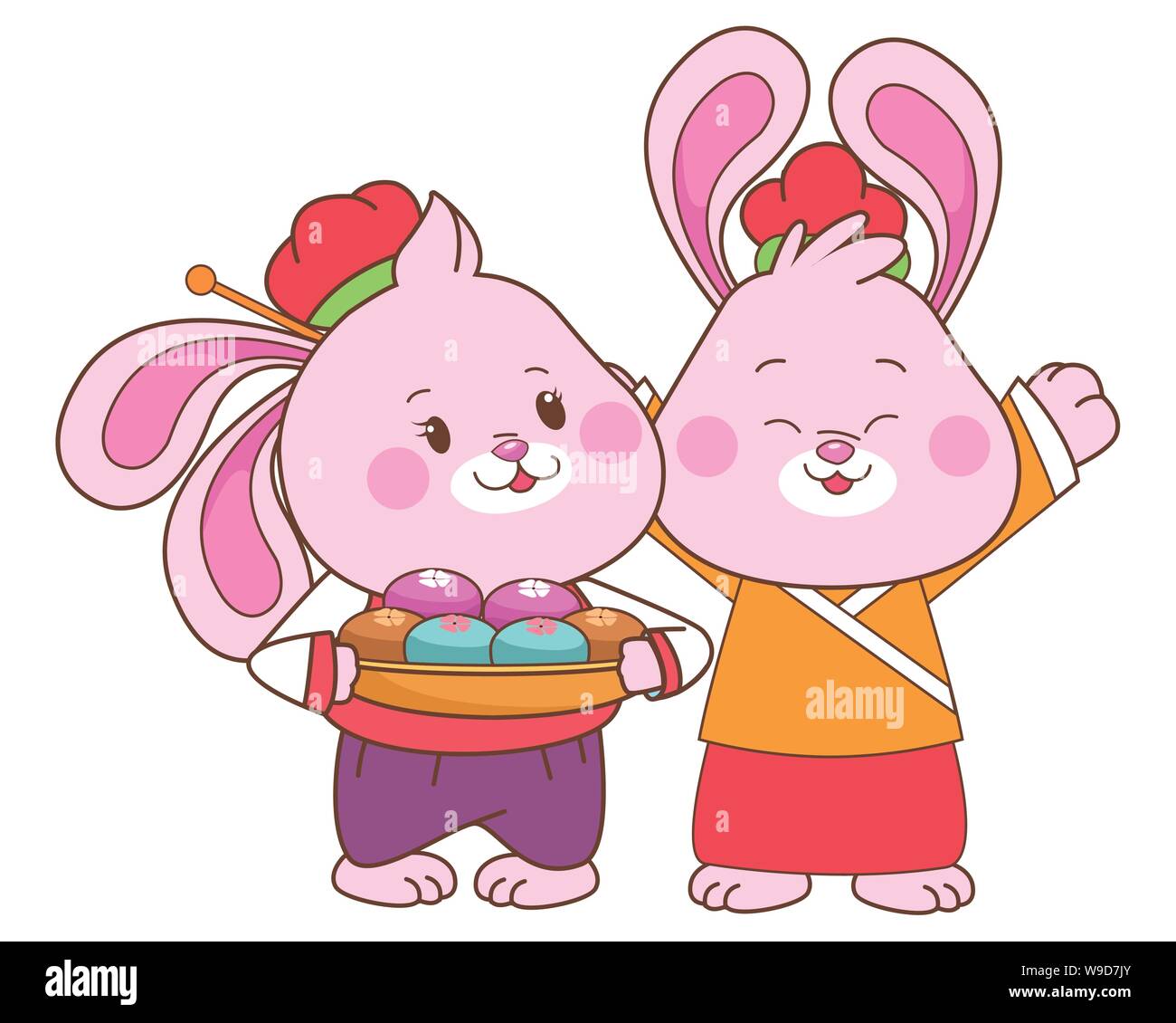 Rabbits in mid autumn festival cartoons Stock Vector Image & Art - Alamy