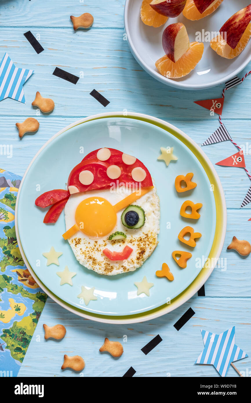 Funny cute pirate breakfast for the children boys Stock Photo - Alamy