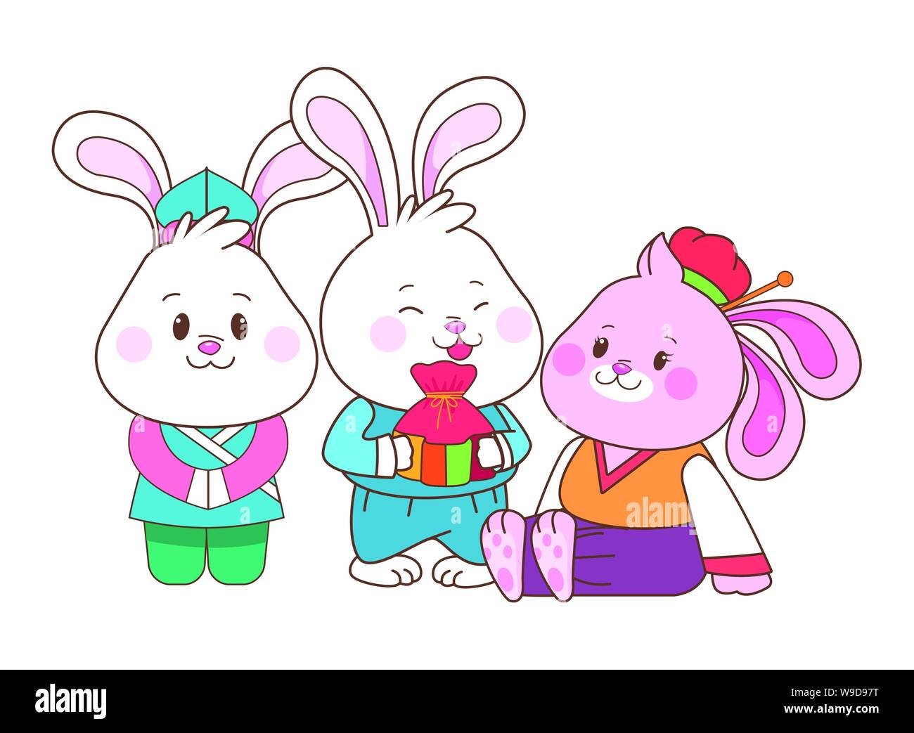 Rabbits celebrating mid autumn festival cartoons Stock Vector Image ...