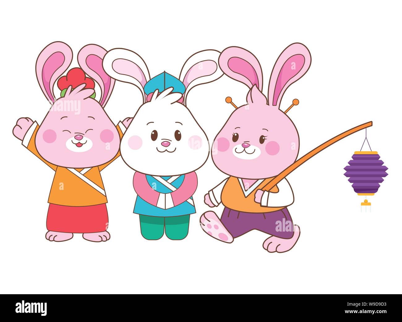 Rabbits celebrating mid autumn festival cartoons Stock Vector Image ...