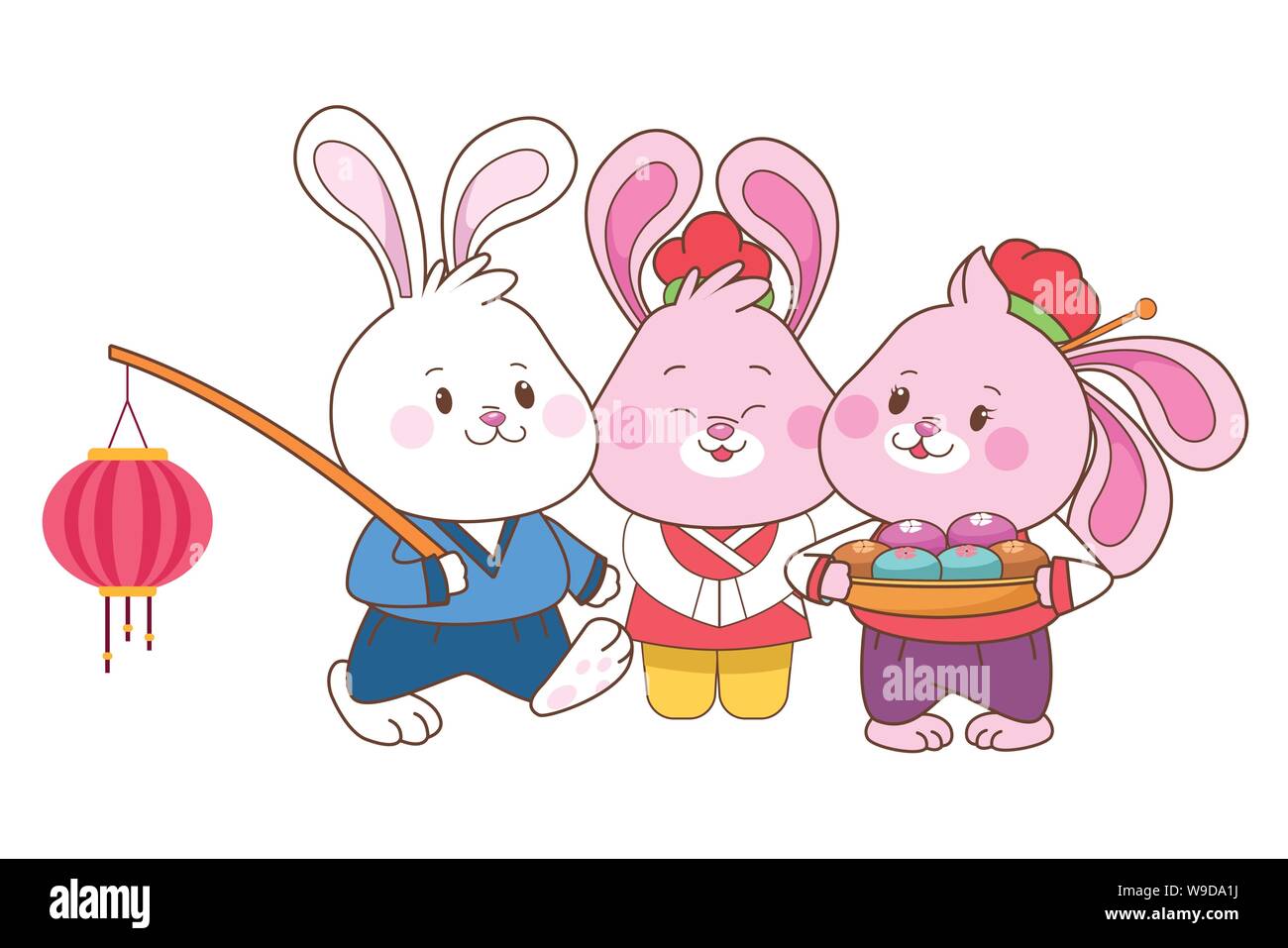 Rabbits celebrating mid autumn festival cartoons Stock Vector Image ...