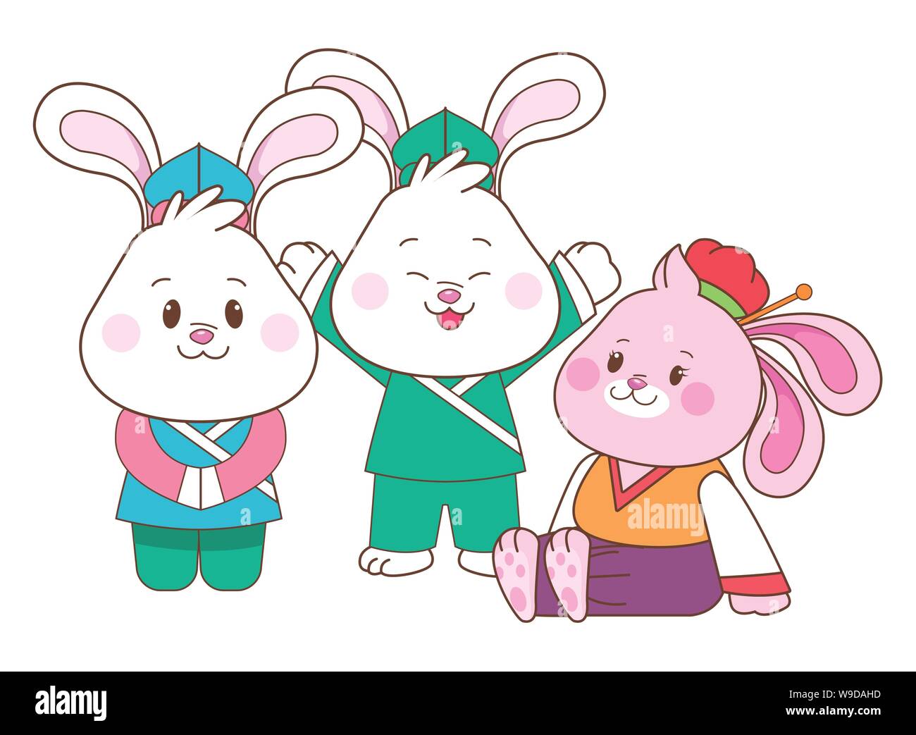 Rabbits celebrating mid autumn festival cartoons Stock Vector Image ...