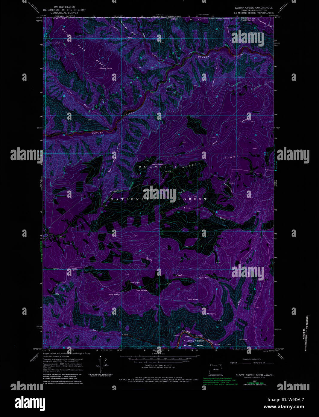 USGS Topo Map Oregon Elbow Creek 279772 1967 24000 Inverted Restoration ...