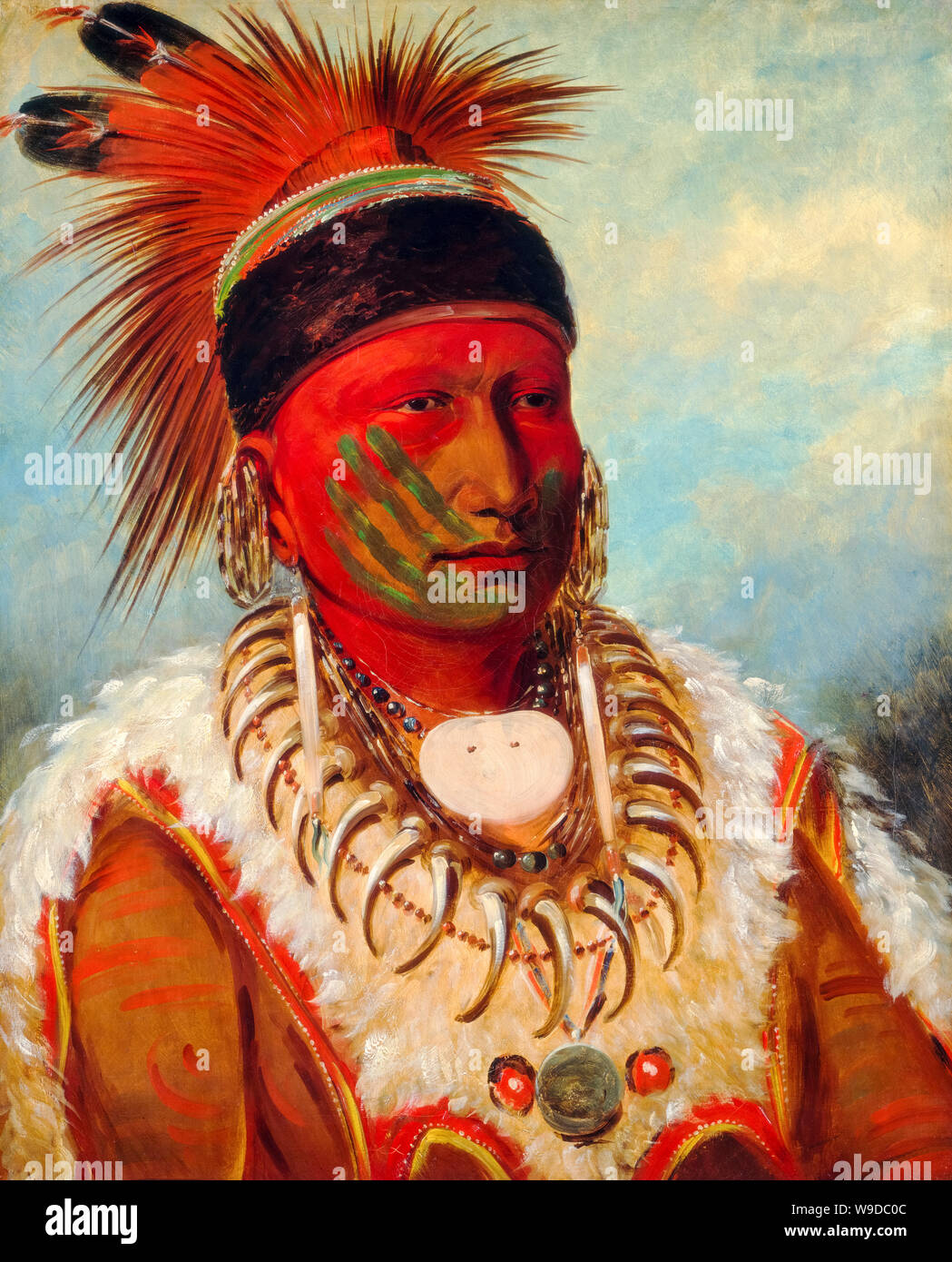 George Catlin, portrait painting, The White Cloud, Head Chief of the ...