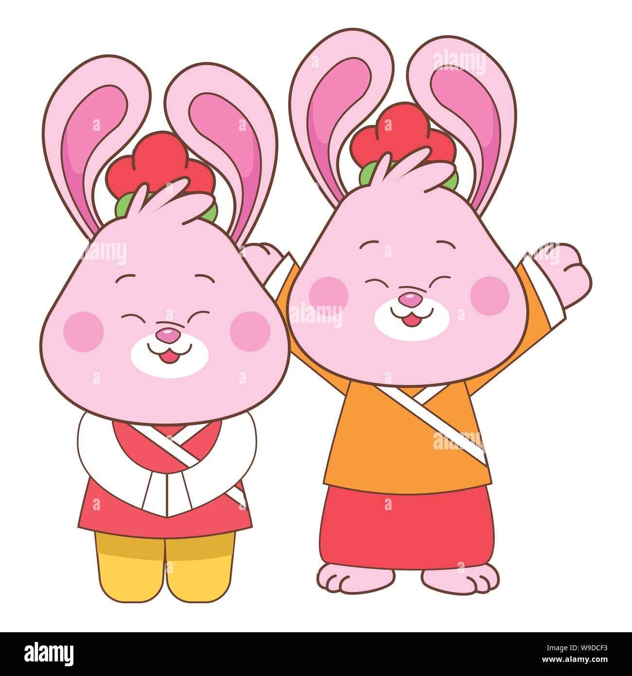 Rabbits in mid autumn festival cartoons Stock Vector Image & Art - Alamy