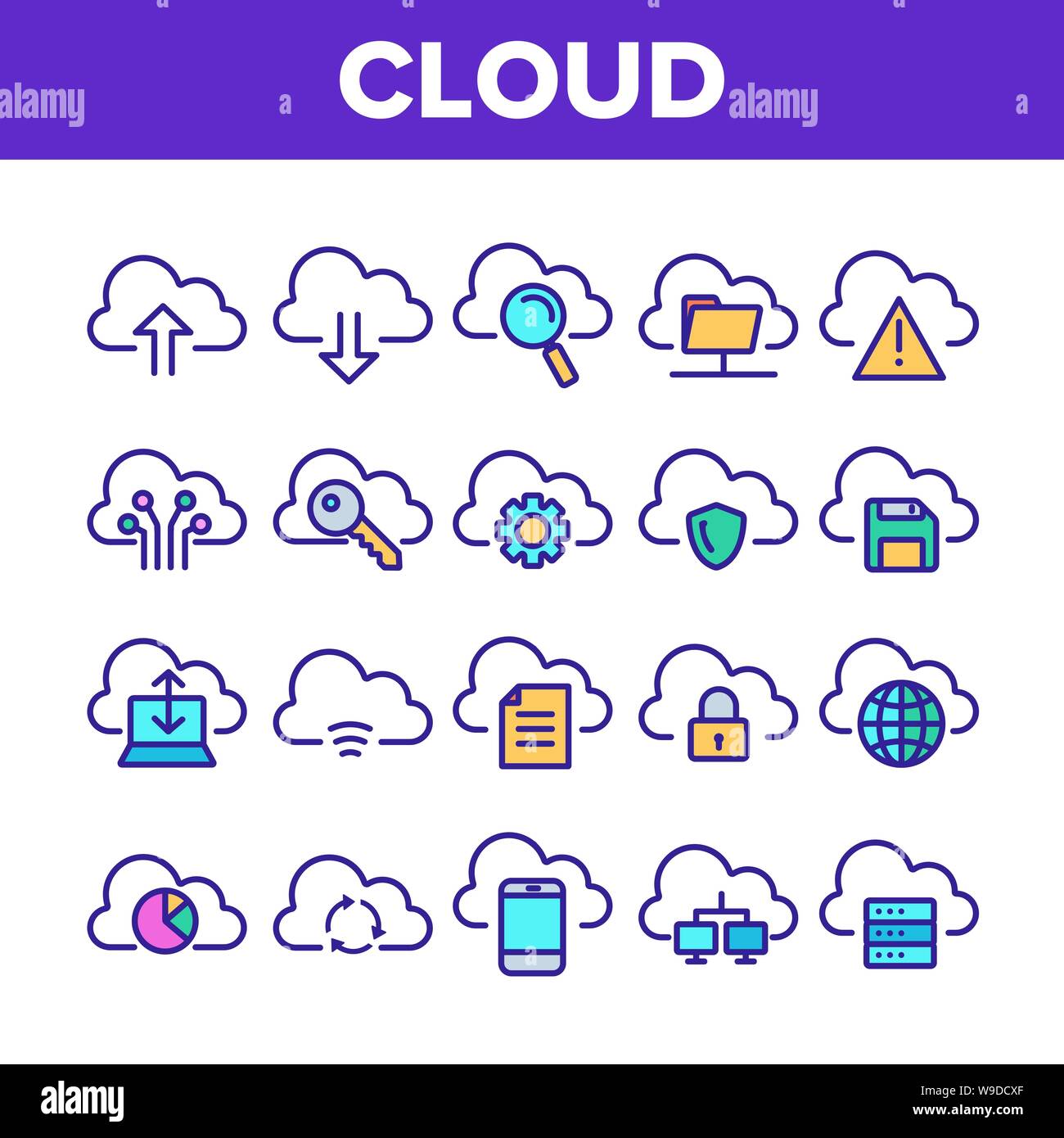 Color Cloud Service Sign Icons Set Vector Stock Vector Image & Art - Alamy