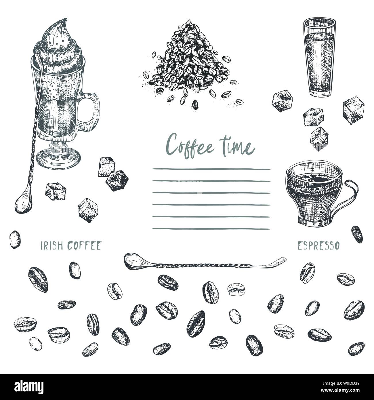 Vintage hand drawn sketch design bar, restaurant, cafe menu on white ...