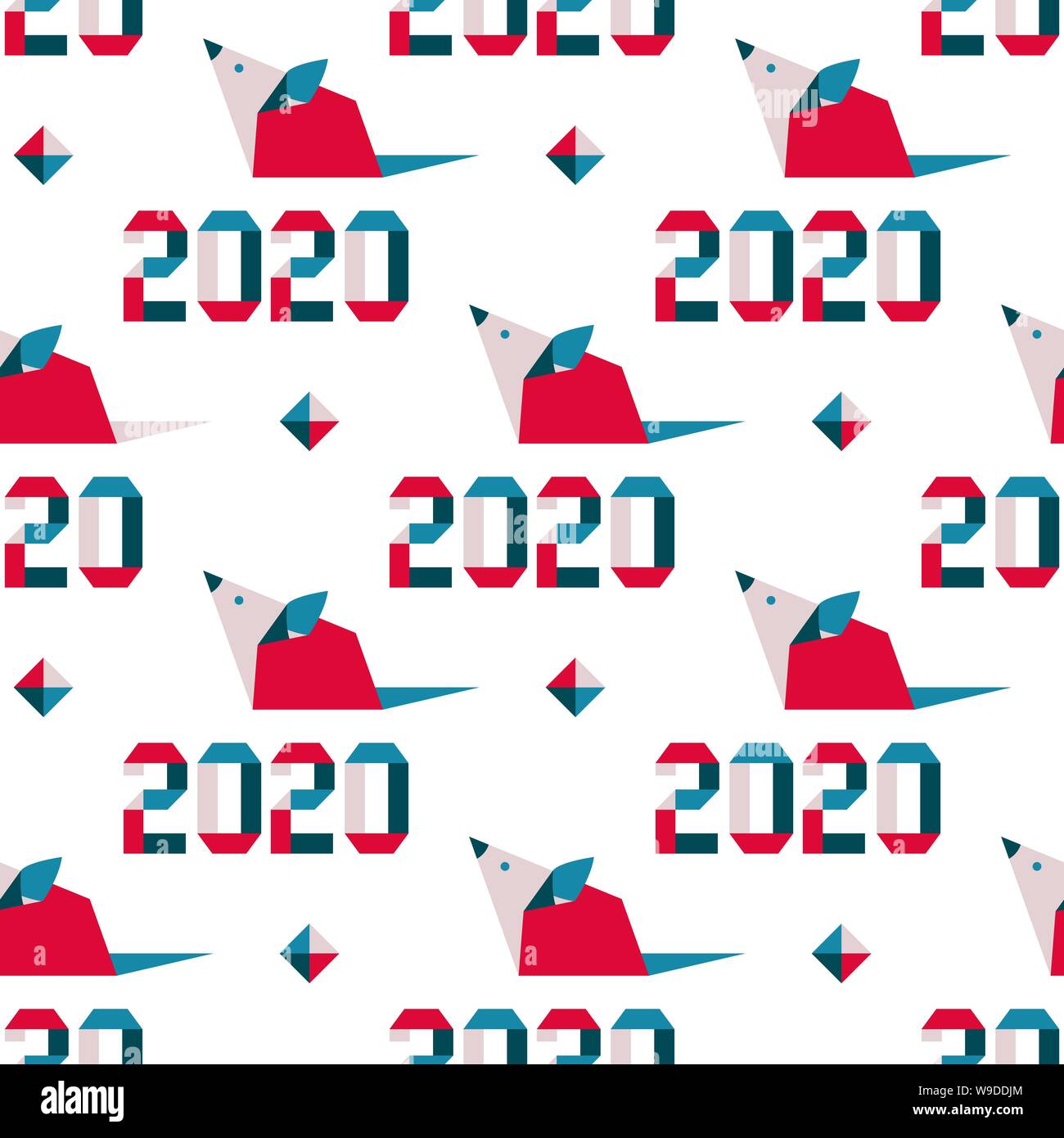 Happy new year. Vector seamless pattern with origami 2020 year numbers ...
