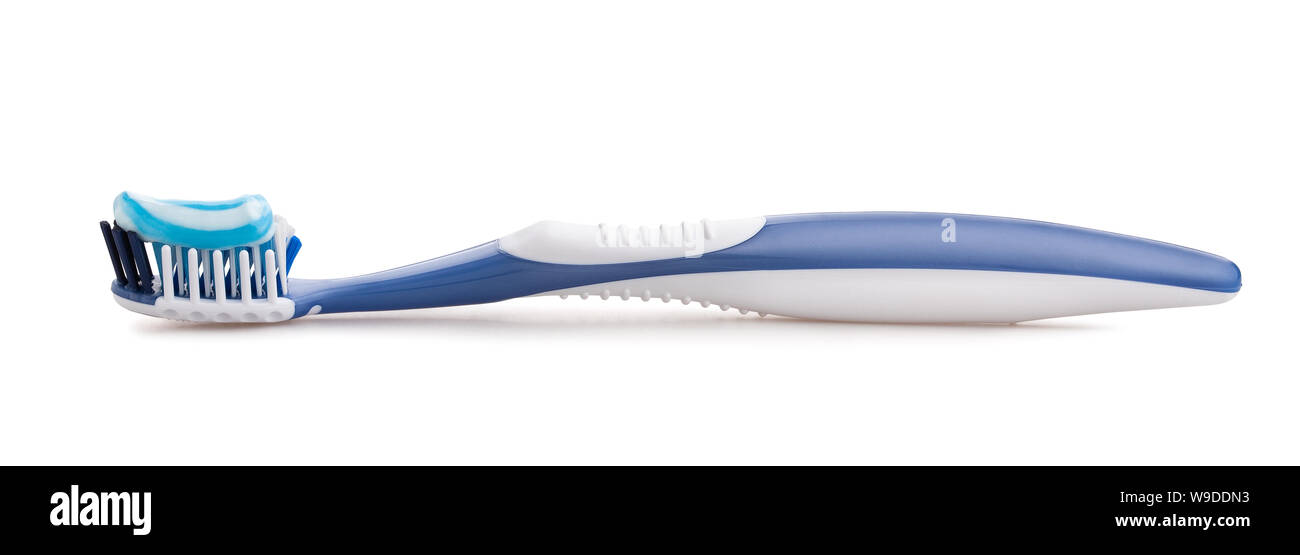 Toothbrush toothpaste blue background hi-res stock photography and ...