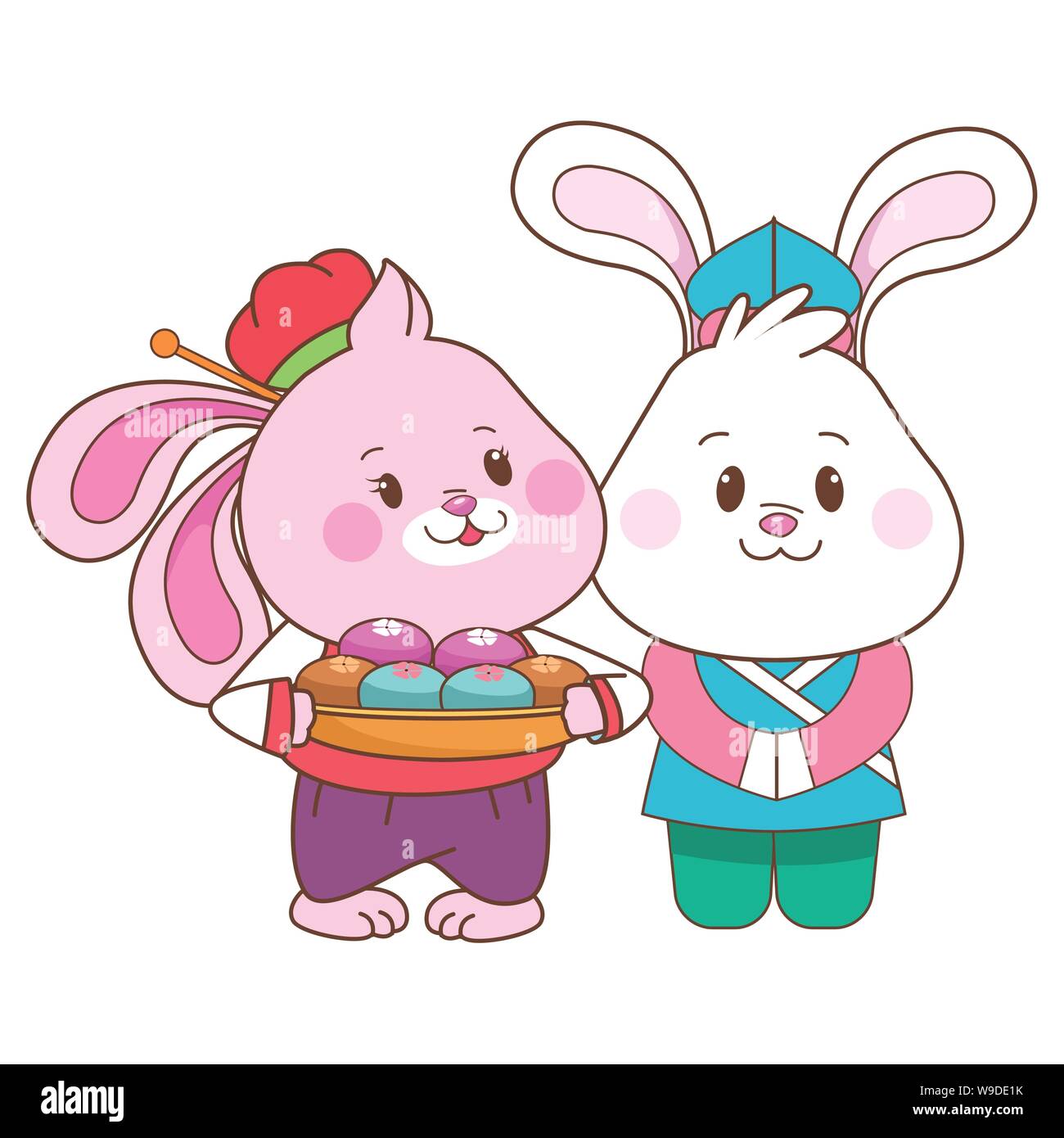 Rabbits in mid autumn festival cartoons Stock Vector Image & Art - Alamy