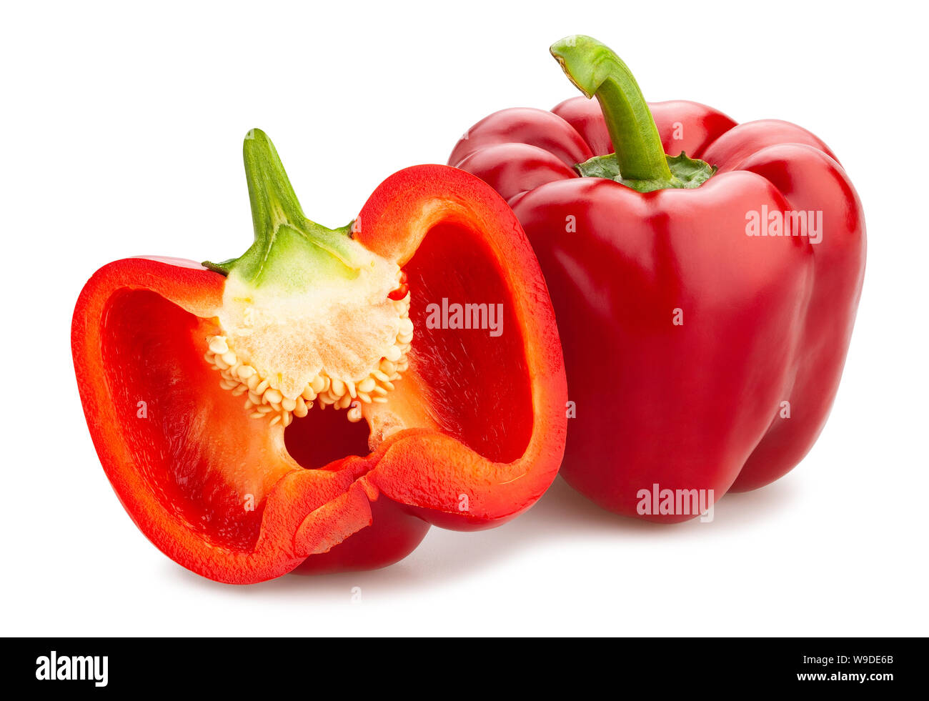 sliced deep red bell pepper path isolated on white Stock Photo - Alamy