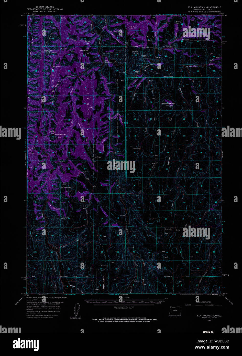Map of elk mountain hi-res stock photography and images - Alamy