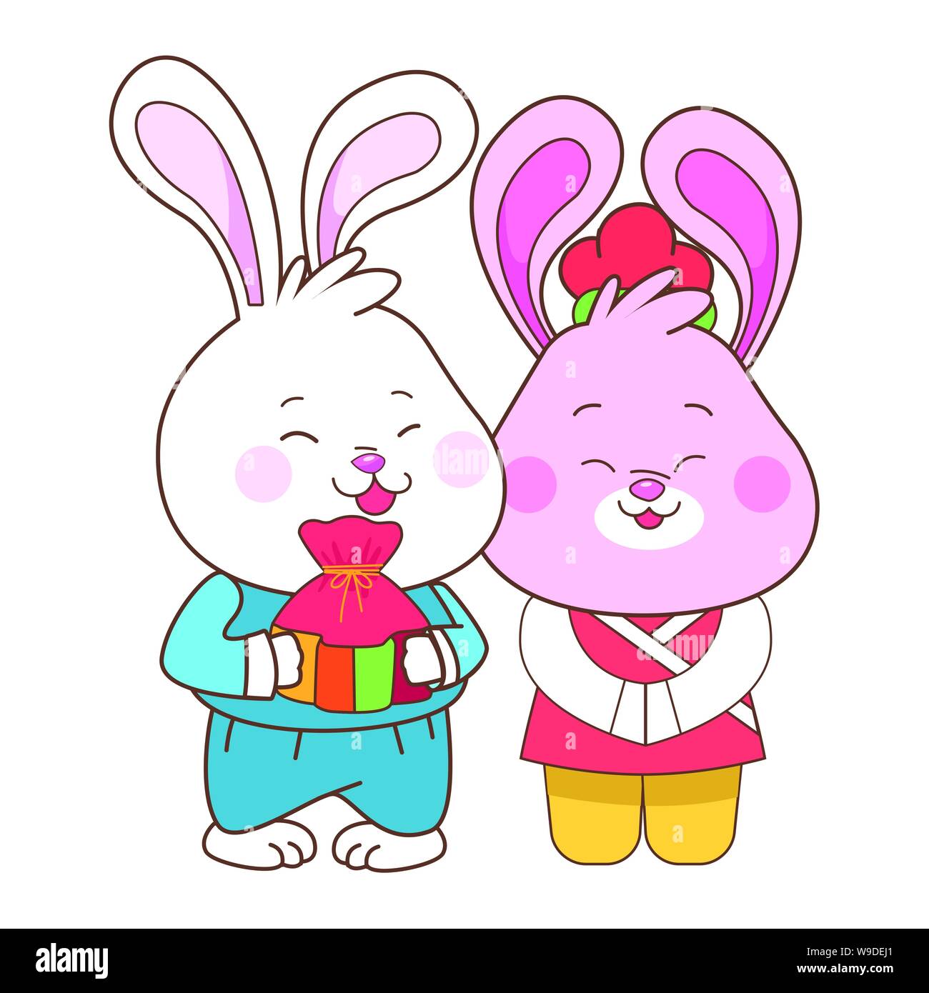 Rabbits celebrating mid autumn festival cartoons Stock Vector Image ...