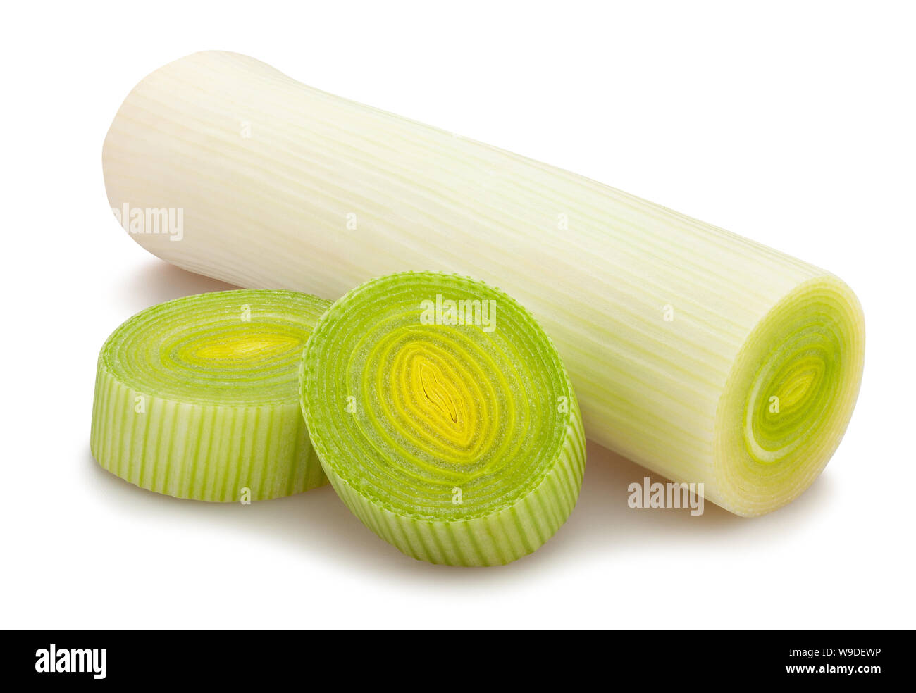 sliced leek path isolated on white Stock Photo - Alamy