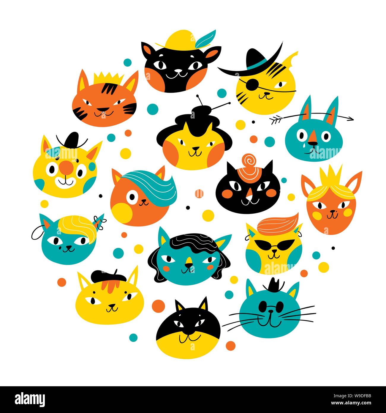 Cute vector design with characters of cats Stock Vector Image & Art - Alamy