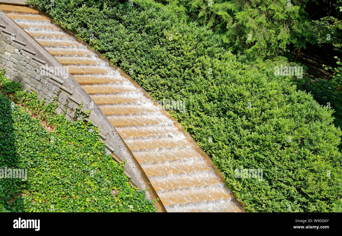 cascading water, tranquil, soothing, curved stone steps, Italian Water ...