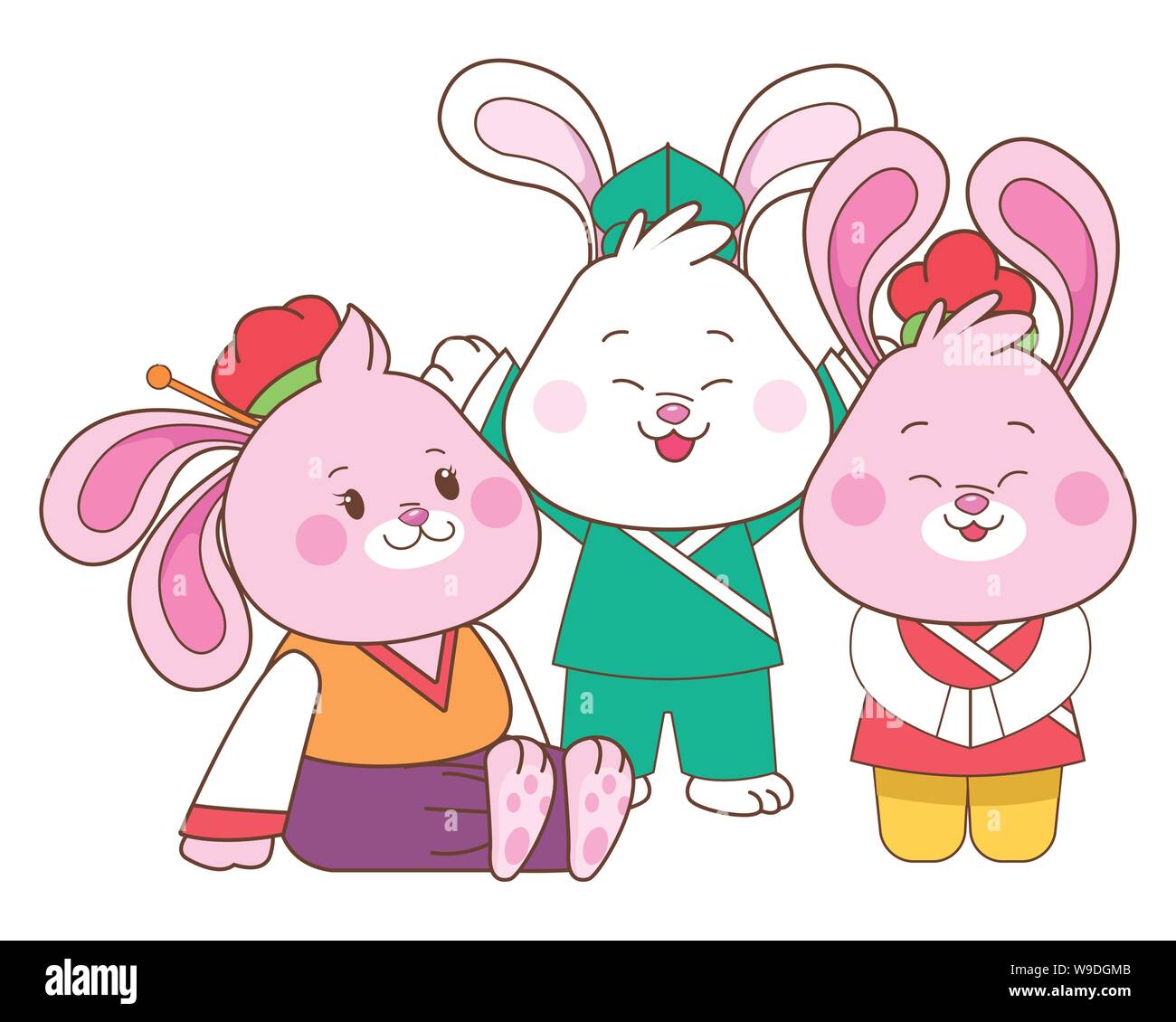 Rabbits celebrating mid autumn festival cartoons Stock Vector Image ...