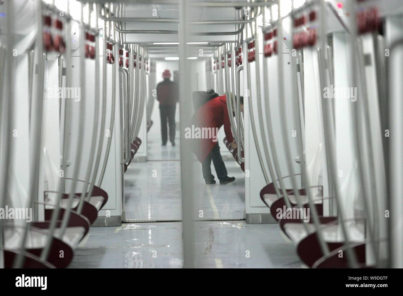 Interior of an Olympic subway train in Beijing 15 January 2008 Stock ...