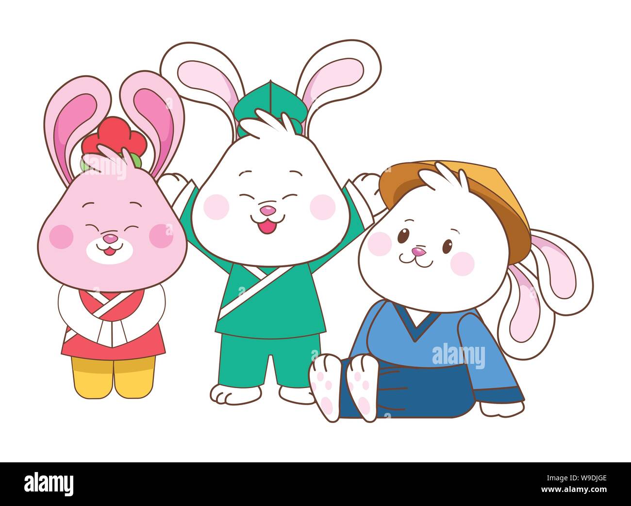 Rabbits celebrating mid autumn festival cartoons Stock Vector Image ...