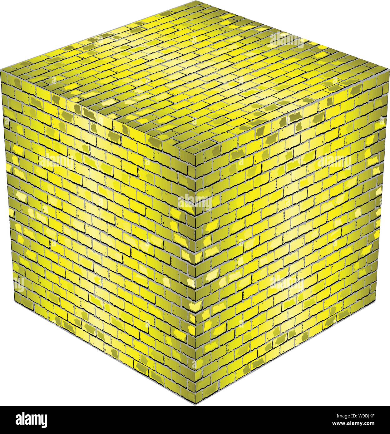A cube made of yellow bricks - Illustration, Yellow abstract vector ...