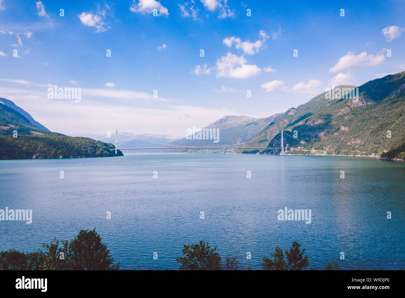 Hardanger Bridge. Hardangerbrua connecting two sides of ...