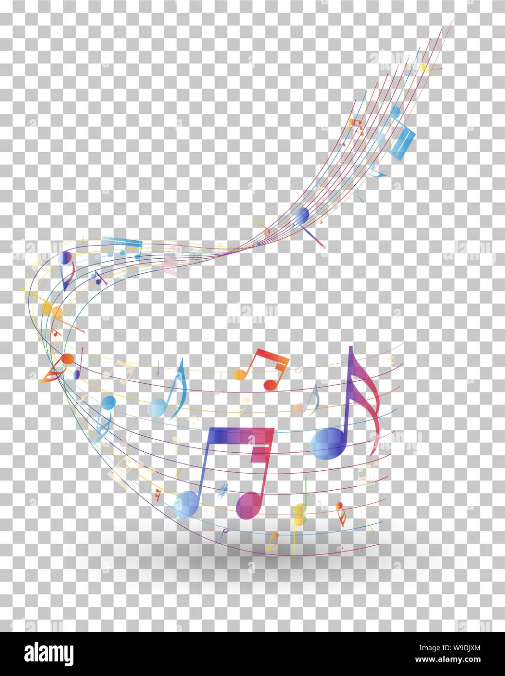Musical Notes Background. Transparency Grid Design. Vector Illustration ...