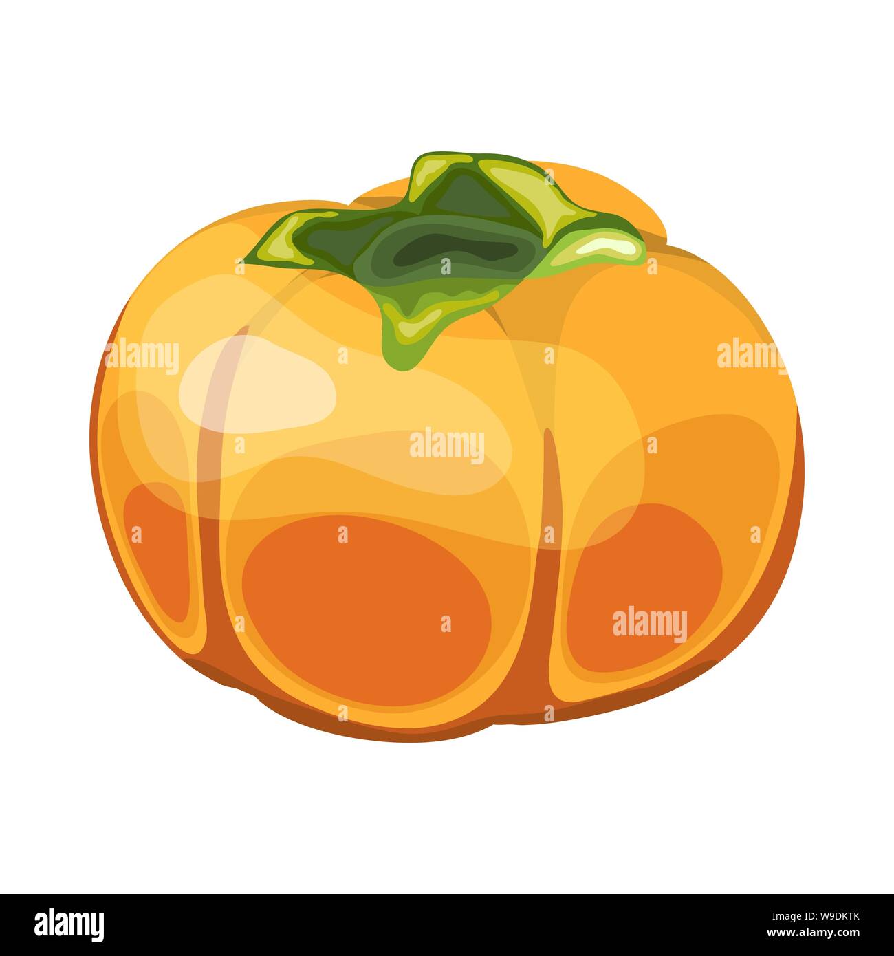 Fresh Persimmon. Cartoon Glossy Design. Vector Illustration Stock ...