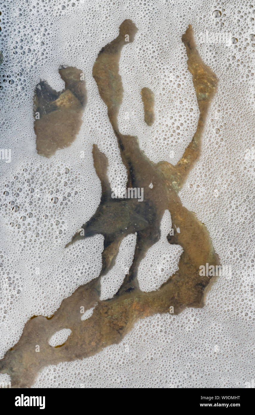Water and foam in waterfall, Finger Bay, Adak Island, Aleutian Islands ...