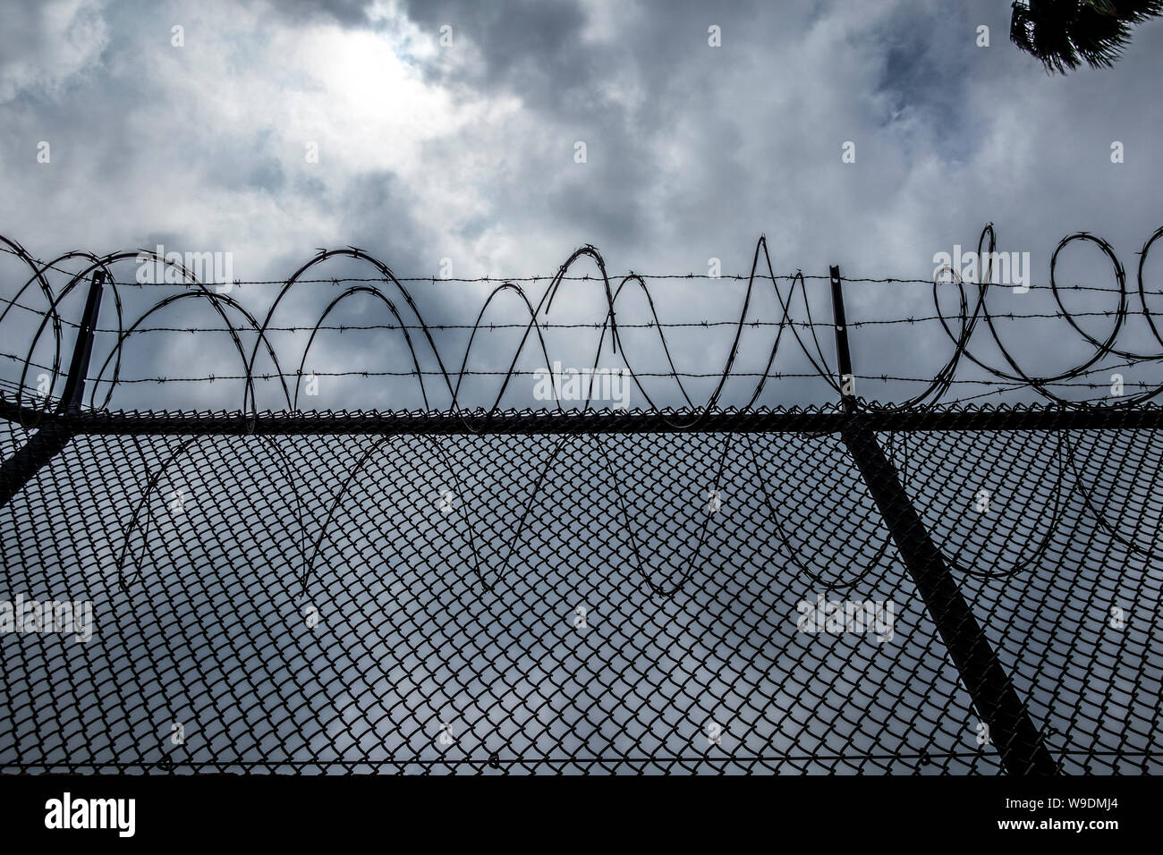 Security border fence with razor wire, Brownsville, Texas, USA Stock ...