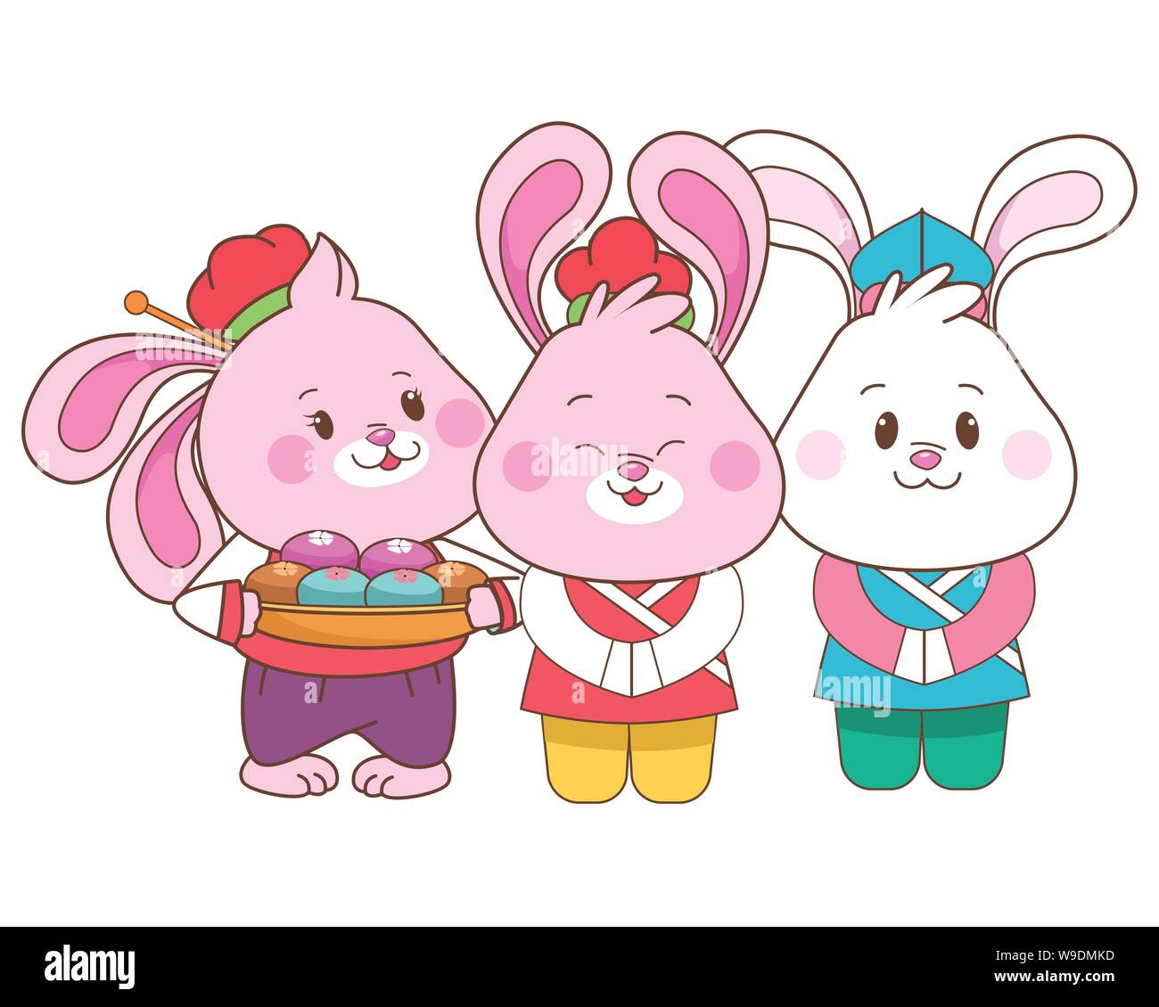 Rabbits celebrating mid autumn festival cartoons Stock Vector Image ...