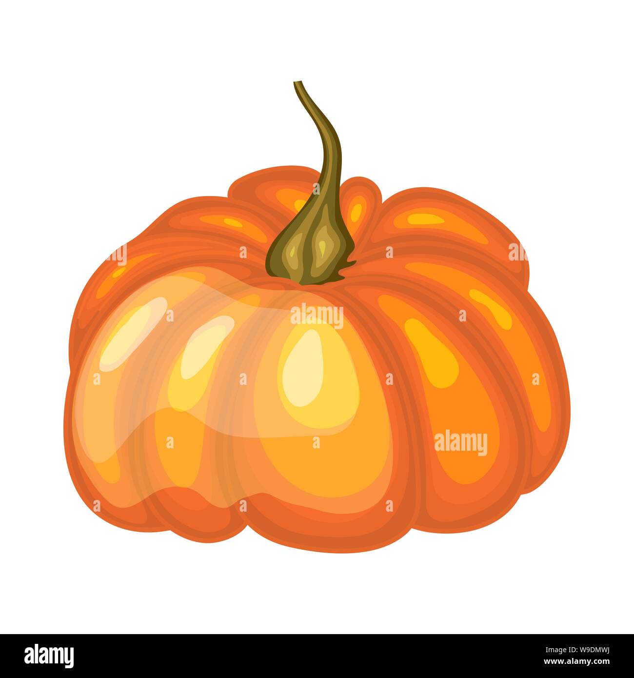 Orange Pumpkin. Cartoon Glossy Design. Vector Illustration Stock Vector ...