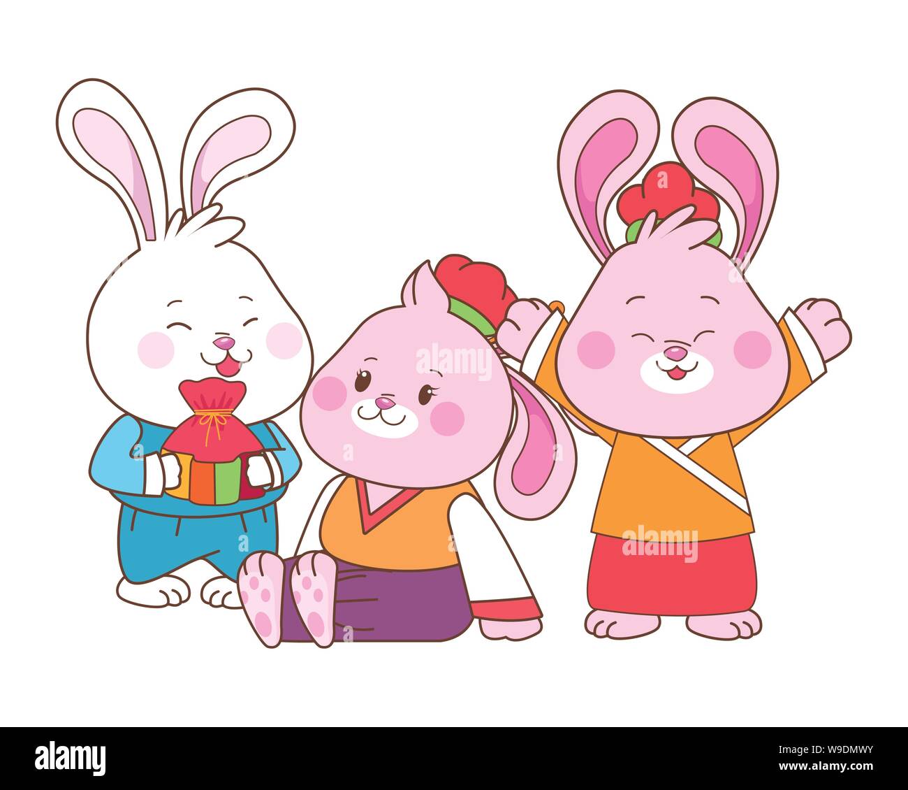 Rabbits celebrating mid autumn festival cartoons Stock Vector Image ...