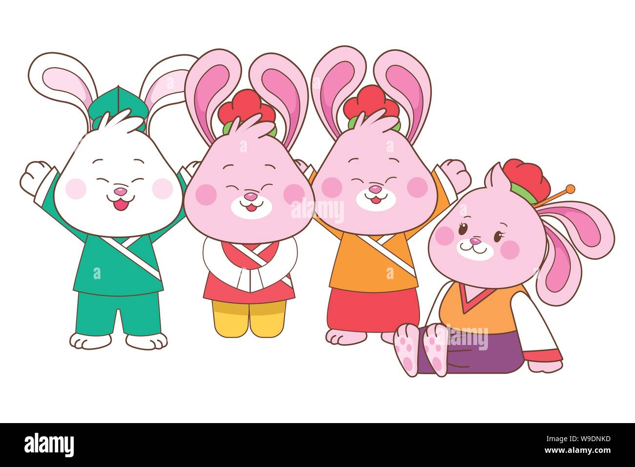 Rabbits celebrating mid autumn festival cartoons Stock Vector Image ...