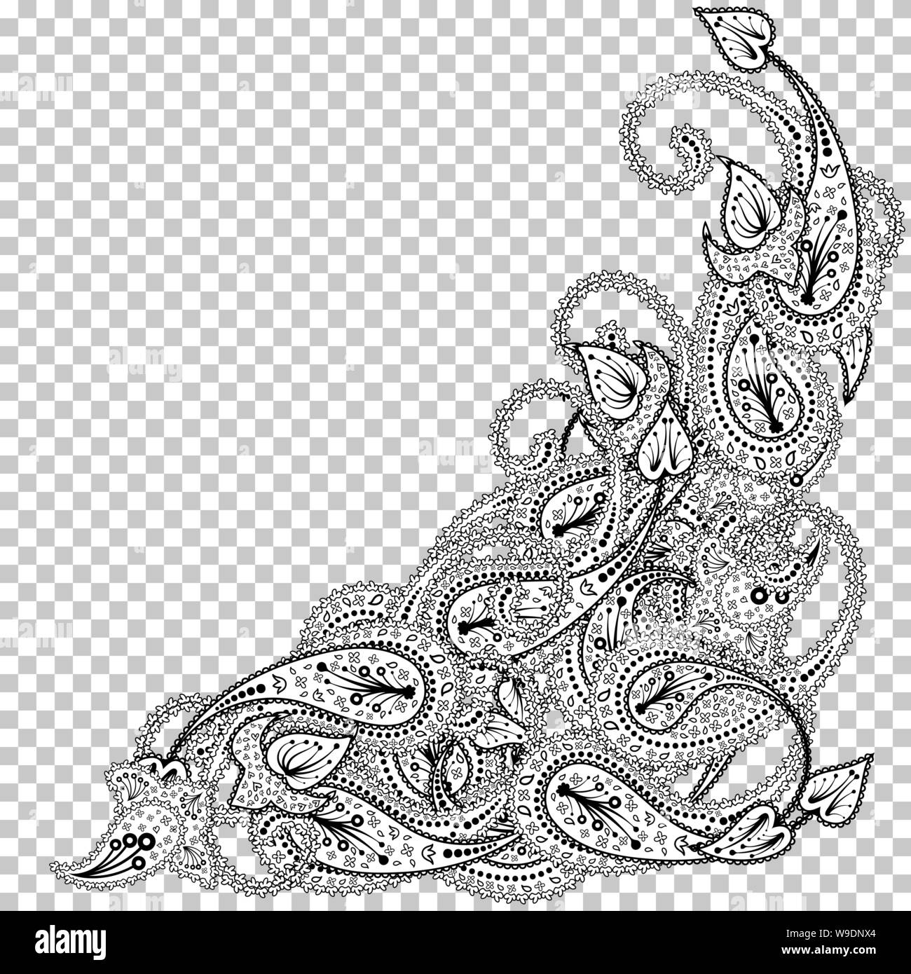 Paisley Pattern With Copy-Space Frame. Transparency Grid Design. Vector ...