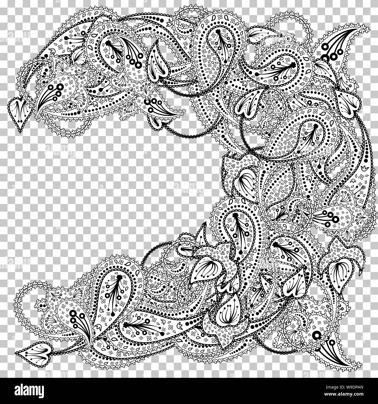 Paisley Pattern With Copy-Space Frame. Transparency Grid Design. Vector ...