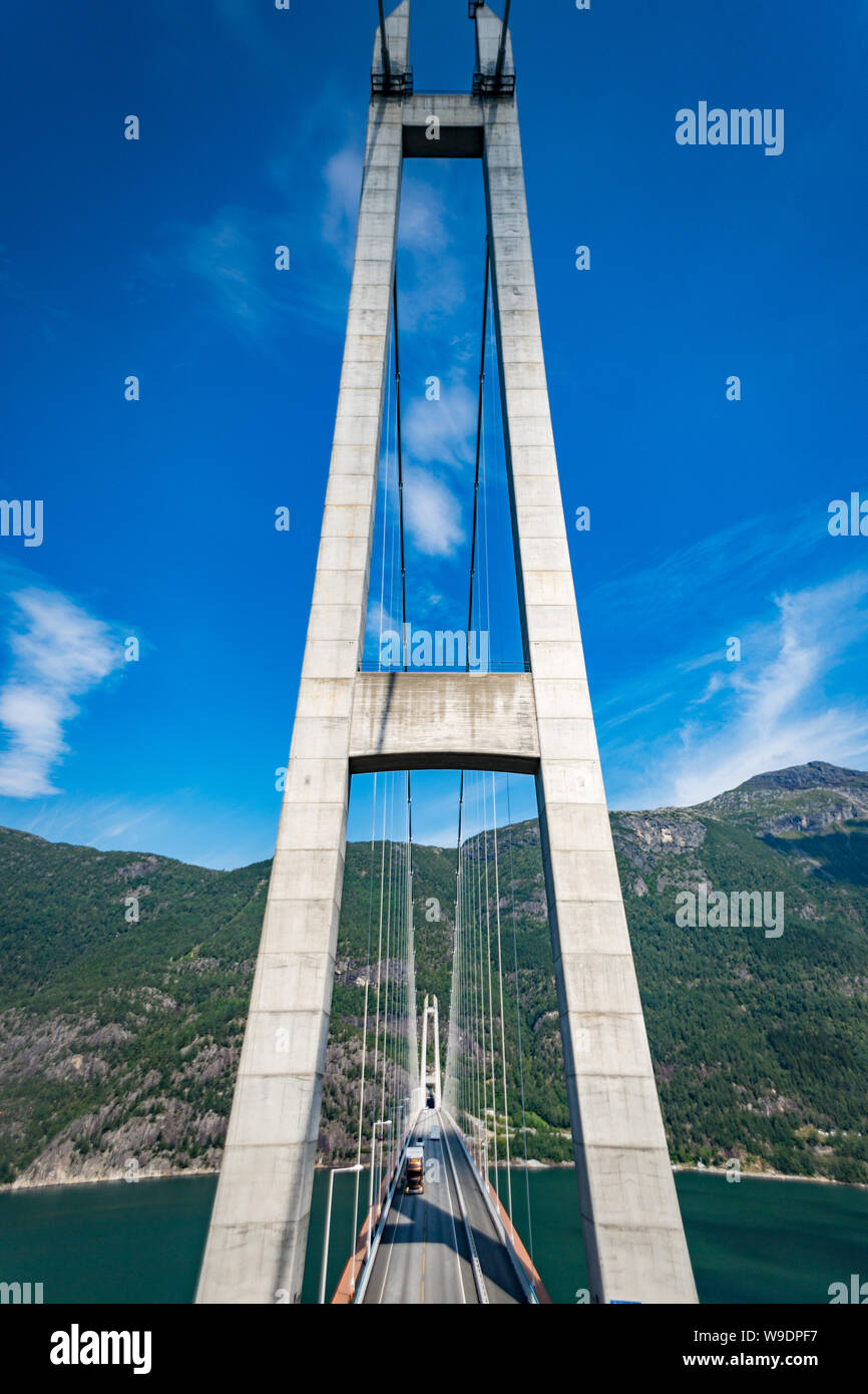 Hardanger Bridge. Hardangerbrua connecting two sides of ...