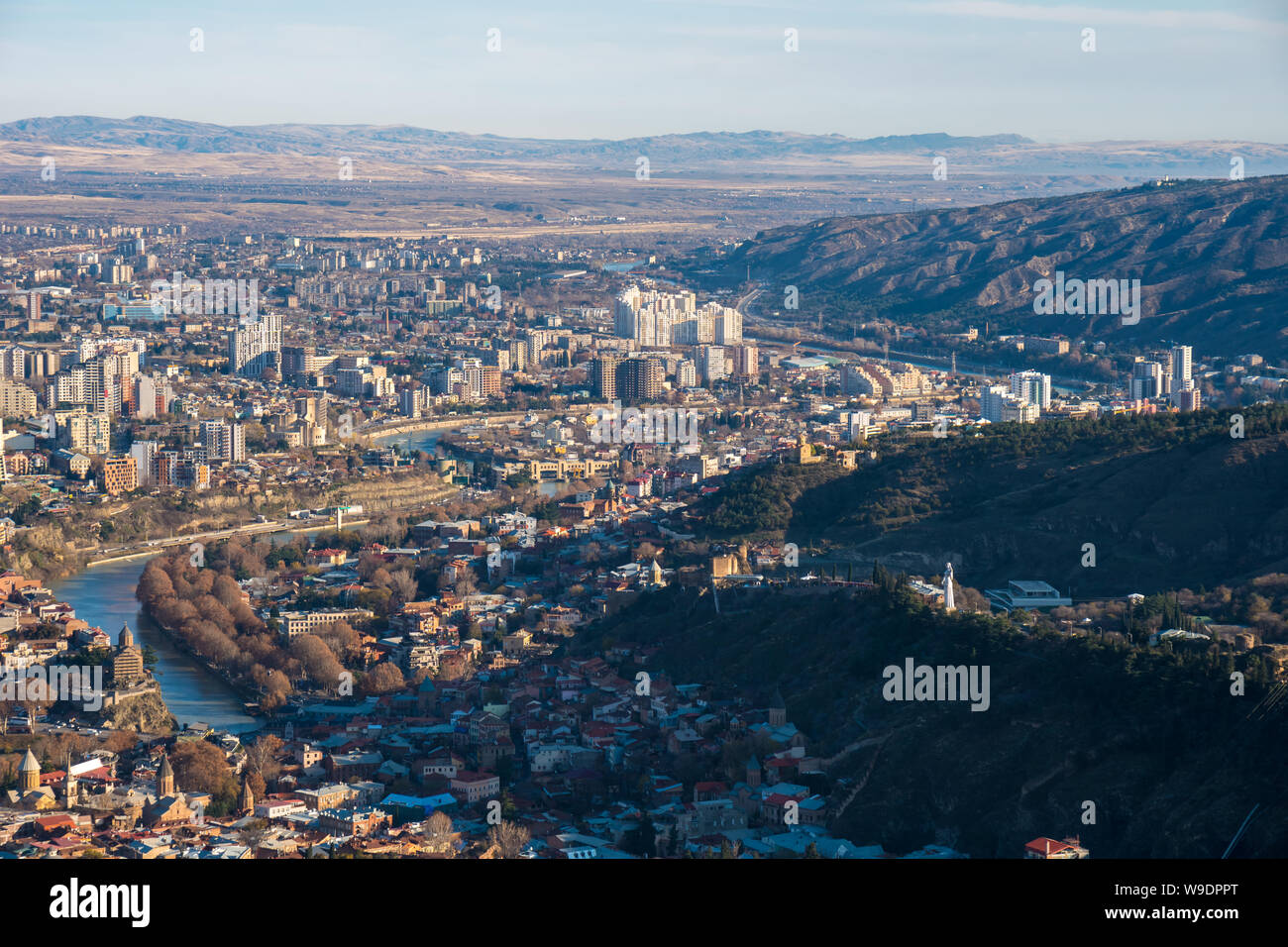 Areal view of Tbilisi City. Beautiful Place to travel. Georgia Stock ...