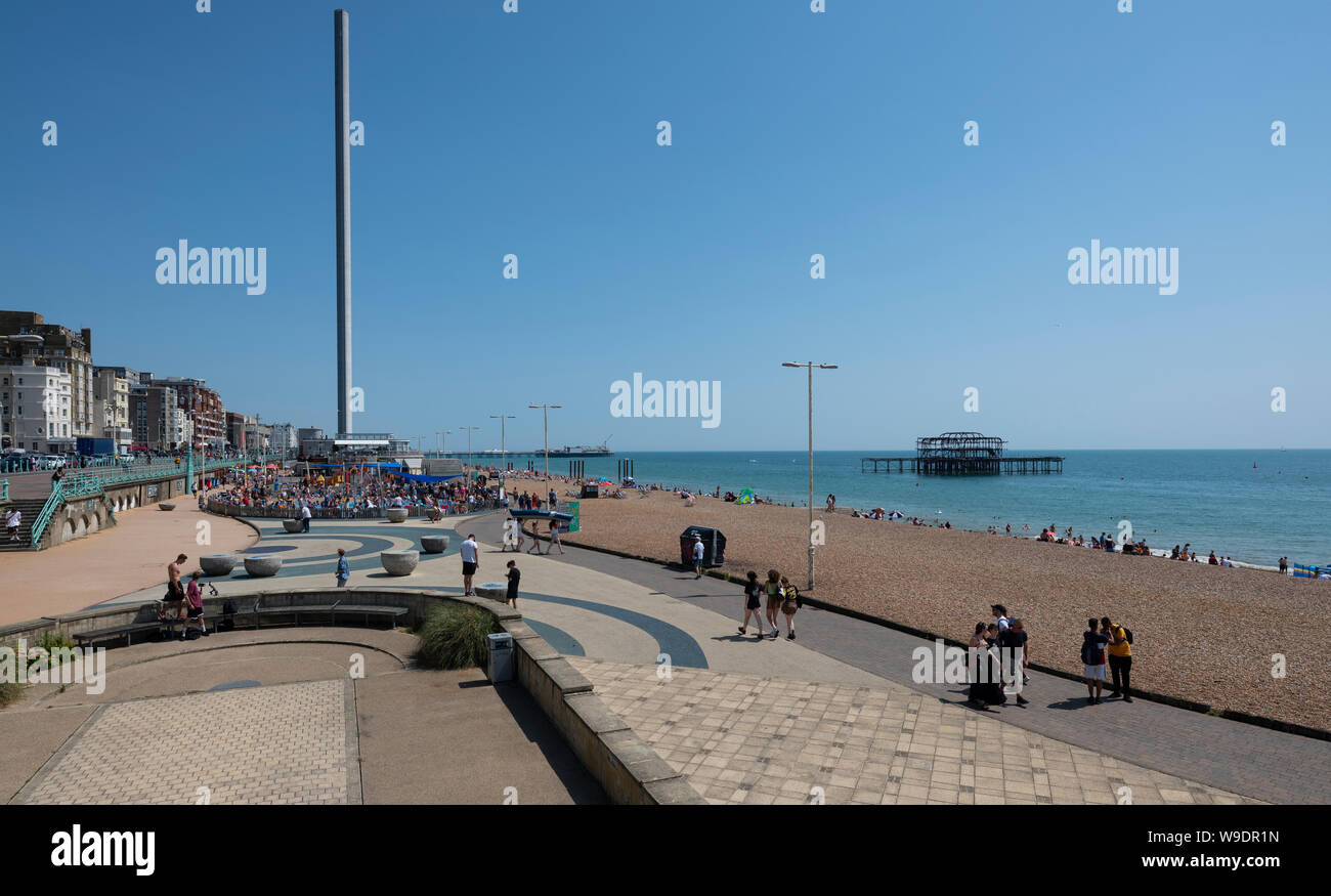 Brighton Beach Promenade and West Pier Brighton and Hove beach Stock ...