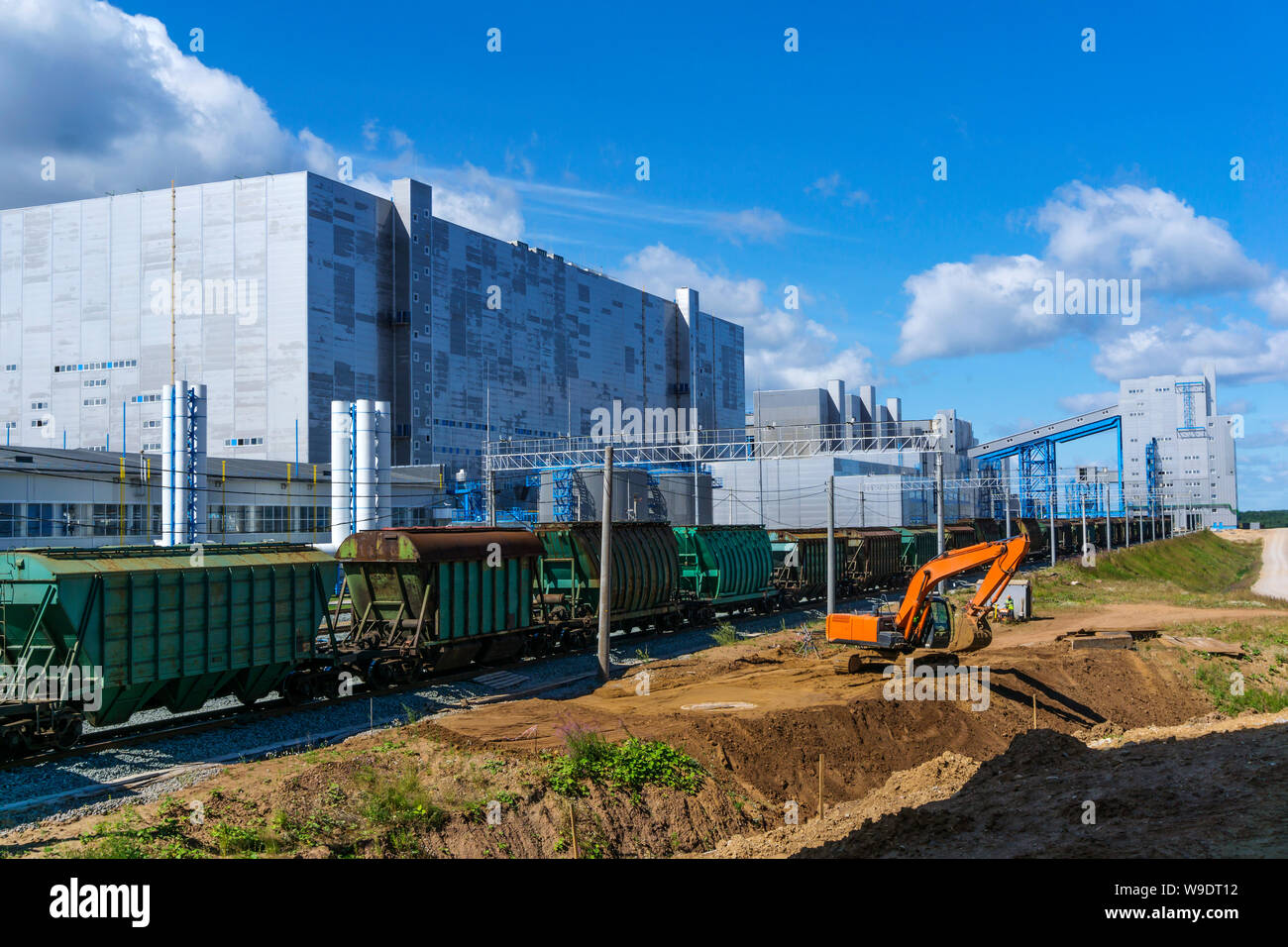 construction of jelly-roads in front of complex of mine buildings of a ...