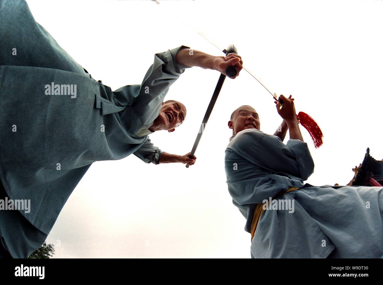Two Shaolin monks train Shaolin kungfu at Shaolin Temple in Songshan ...