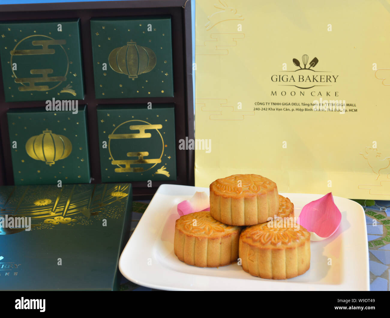 Saigon, Vietnam - Aug 6, 2019. Tasty moon cake with the box for sale at ...