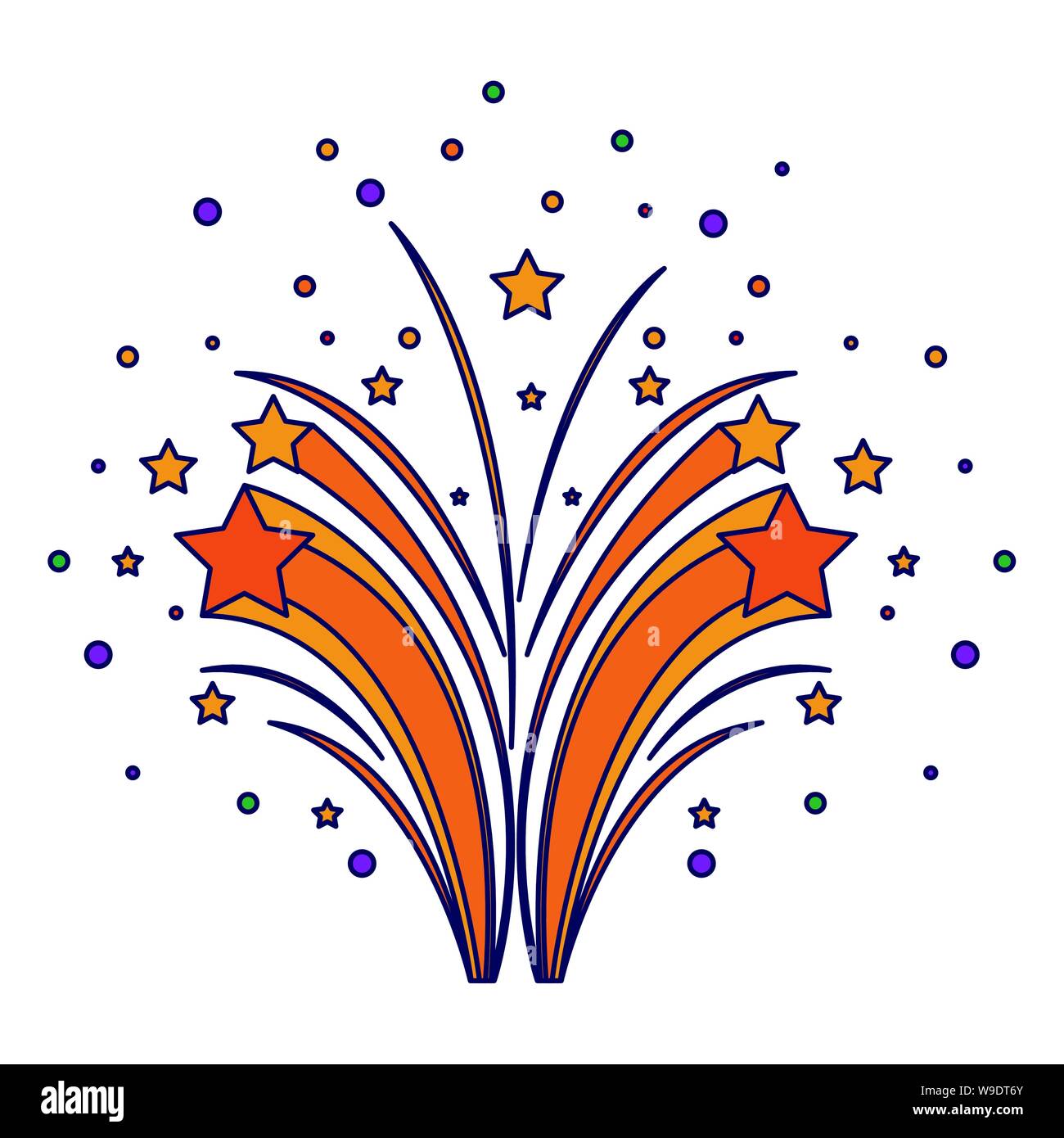 fireworks party sparkly celebration cartoon Stock Vector Image & Art ...