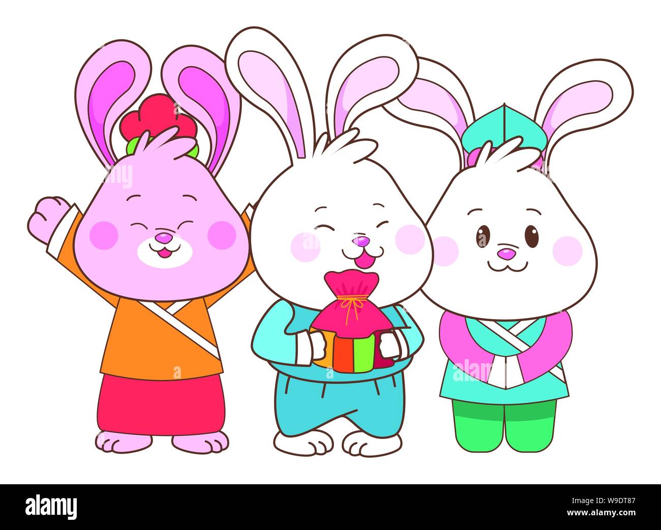 Rabbits celebrating mid autumn festival cartoons Stock Vector Image ...